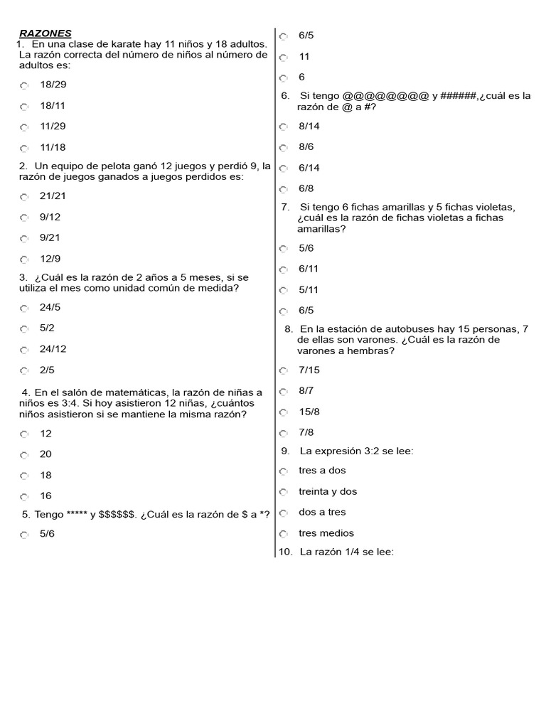 Guia Razones 6° | PDF