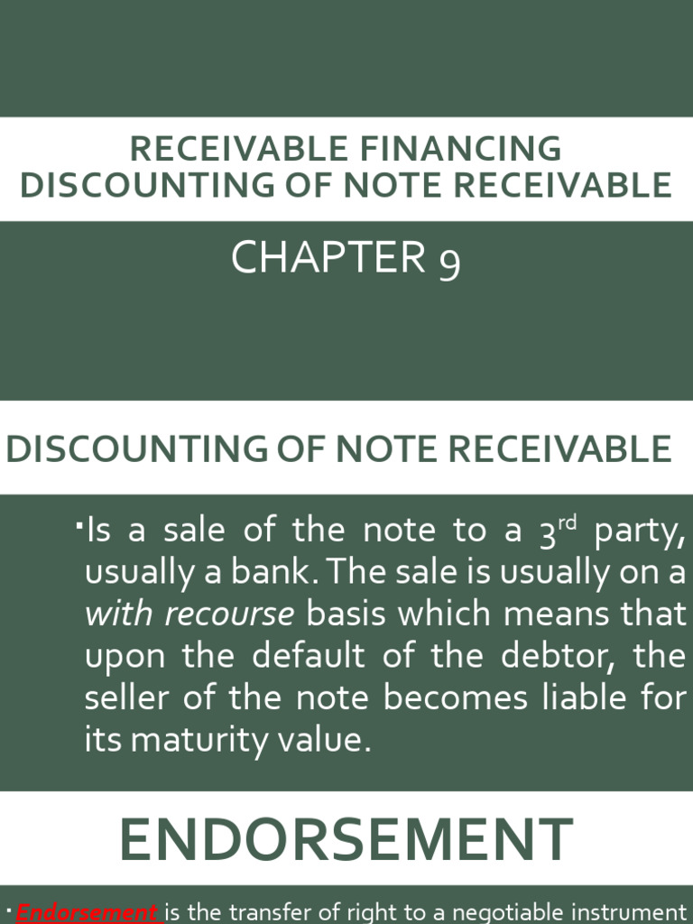 RECEIVABLE FINANCING Discounting of Note Receivable Updated | PDF ...