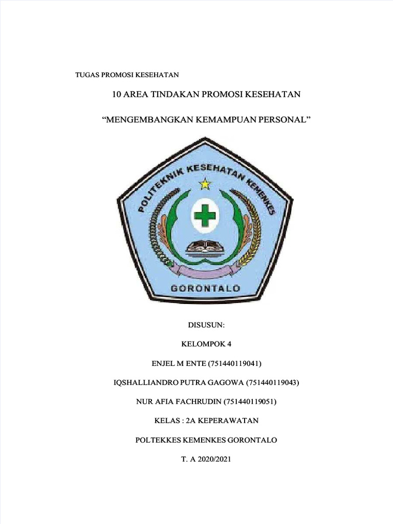 PDF Tugas Promosi Kesehatan Kelompok 4 Mengembangkan Kemampuan Personal Compress | PDF
