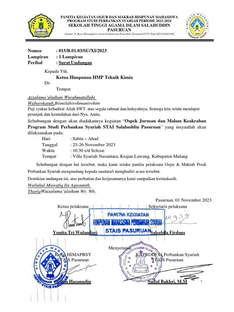 Undangan Osjur & Makrab PBSY 2023 | PDF