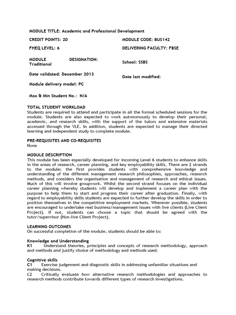 Academic and Professional Skills Module | PDF | Methodology | Cognition