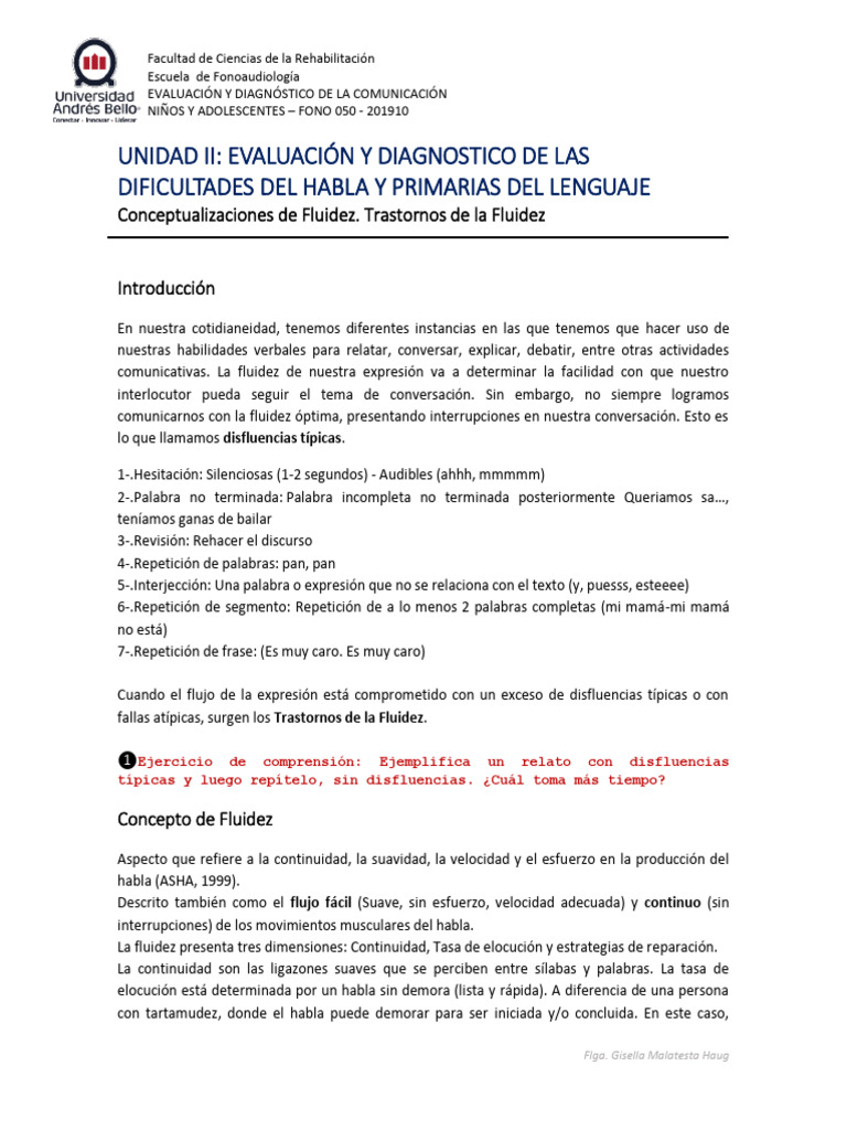 2.2 Fluidez | PDF | Tartamudeo | Medicina CLINICA