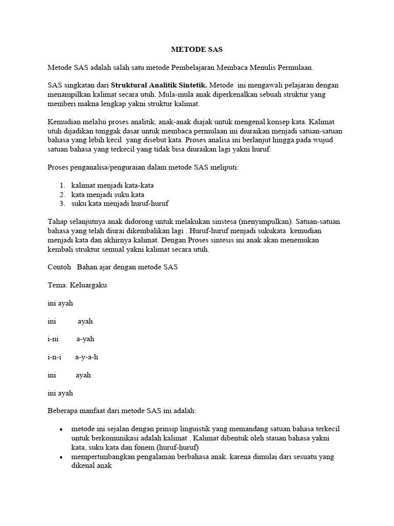 Metode Sas | PDF | Seni & Disiplin Bahasa | Sains & Matematika