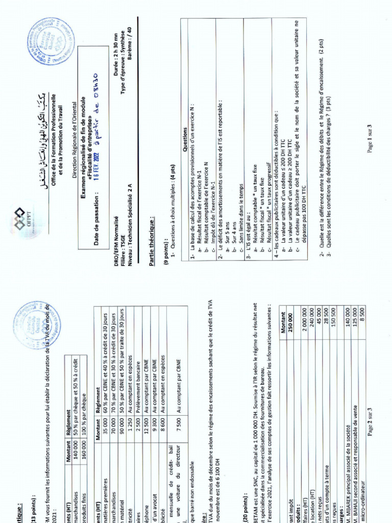 EFM Fiscalité de L'entreprise de La Filière TSGE 1 | PDF