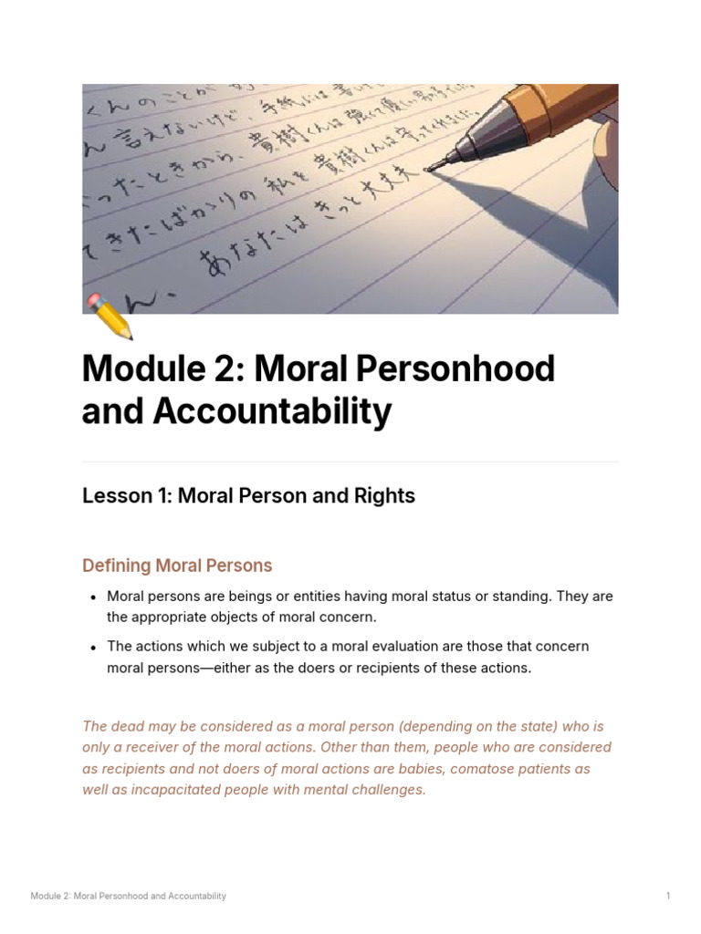 Module 2 Moral Personhood and Accountability | Download Free PDF ...