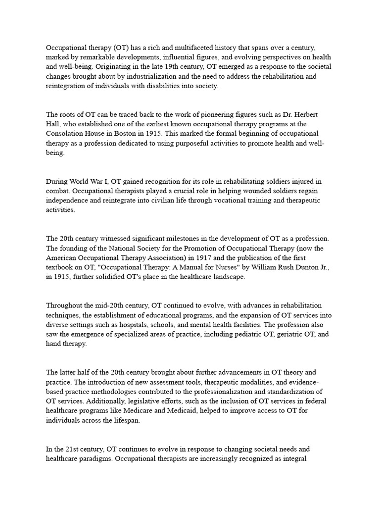 Upload 1 Occupational Therapy | PDF | Occupational Therapy | Medicine