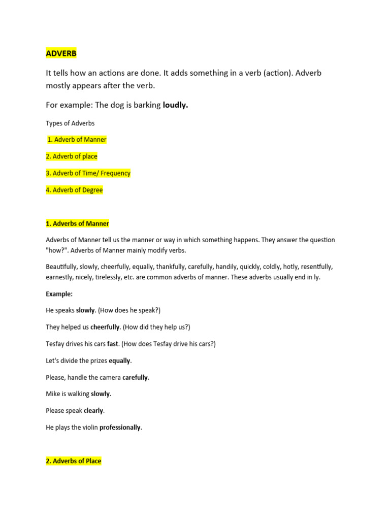 Adverb | PDF | Adverb | Verb