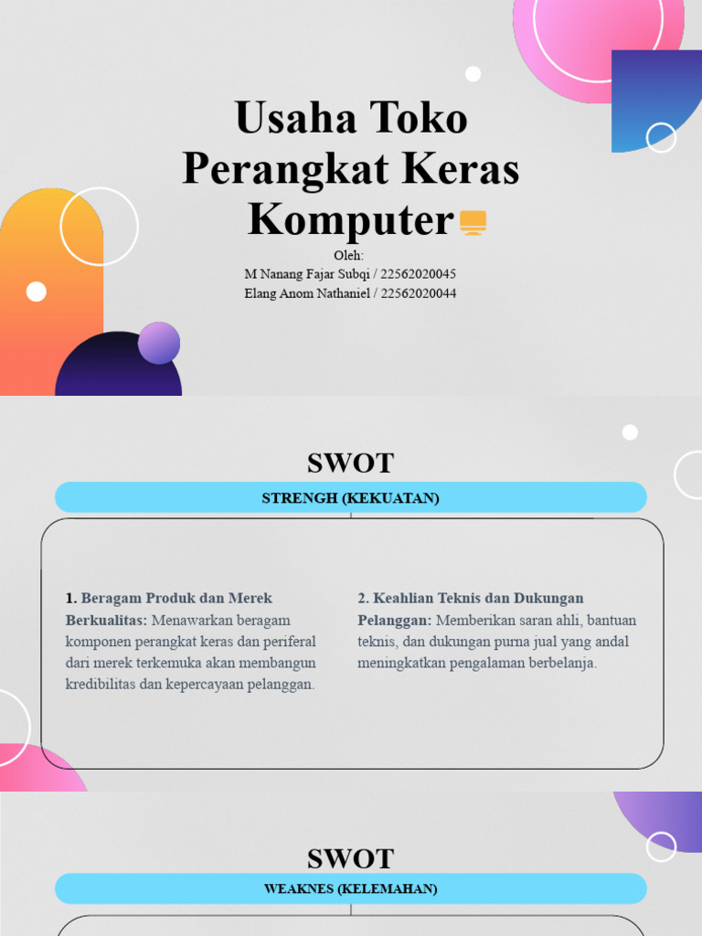 SWOT Toko Perangkat Keras Komputer | PDF
