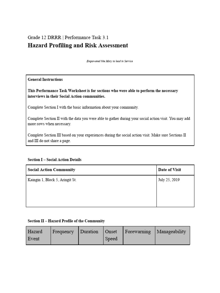 DRRR Hazard Profiling and Risk Assessment | PDF | Emergency Management ...