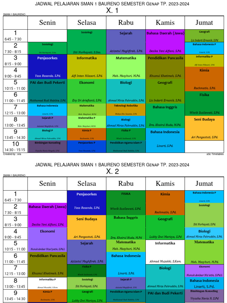 Jadwal Pelajaran Mulai Maret 2024 | PDF