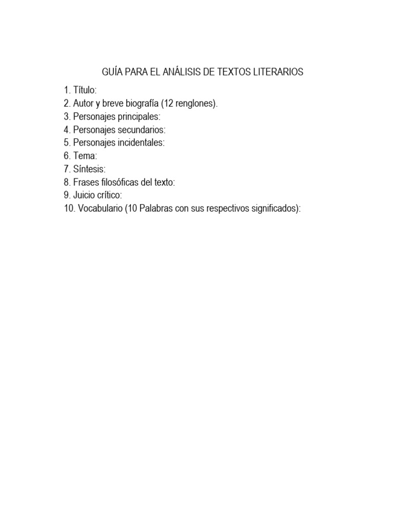 Guía para El Análisis de Textos Literarios | PDF