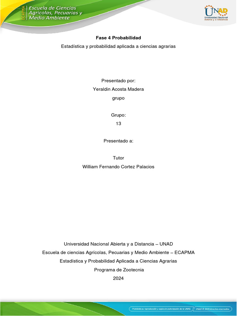 Fase - 4.probabilidades - Yeraldin Acosta | PDF | Teoría de probabilidad | Variable aleatoria