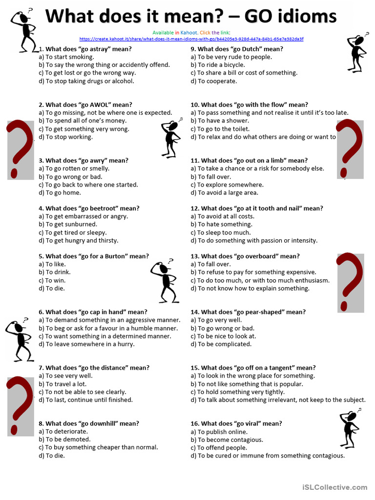 What Does It Mean Idioms With GO | PDF | Baggage | Headgear