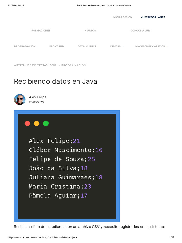 Recibiendo datos en Java _ Alura Cursos Online | Descargar gratis PDF ... Recibiendo datos en Java _ Alura Cursos Online | Descargar gratis PDF ...