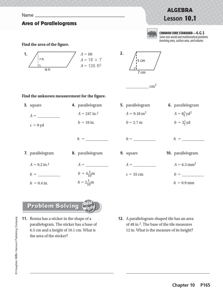 Area of Parallelograms | PDF | Area | Quantity