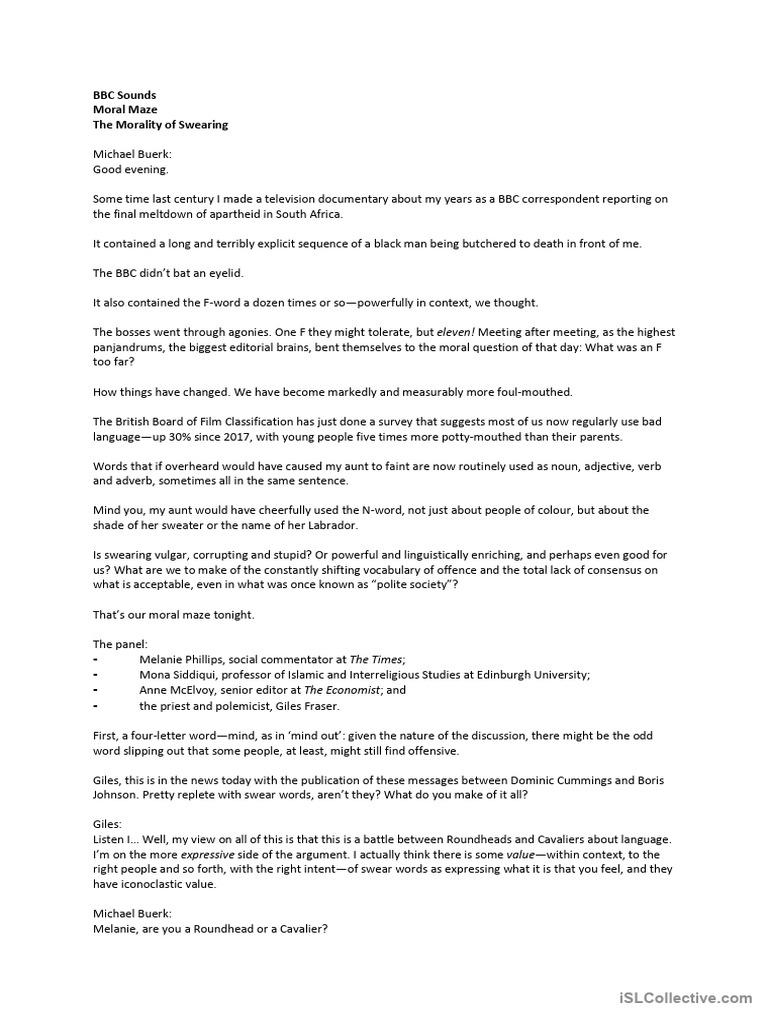 Moral Maze Transcript | PDF | Profanity | Linguistics