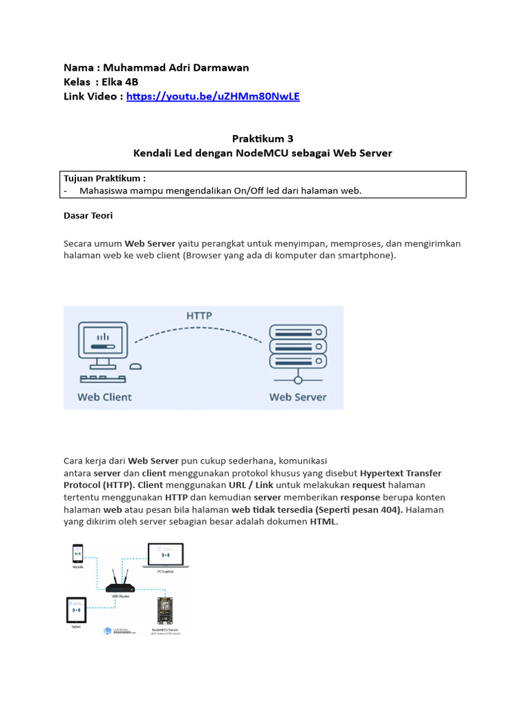 Kendali LED NodeMCU via Web Server | PDF