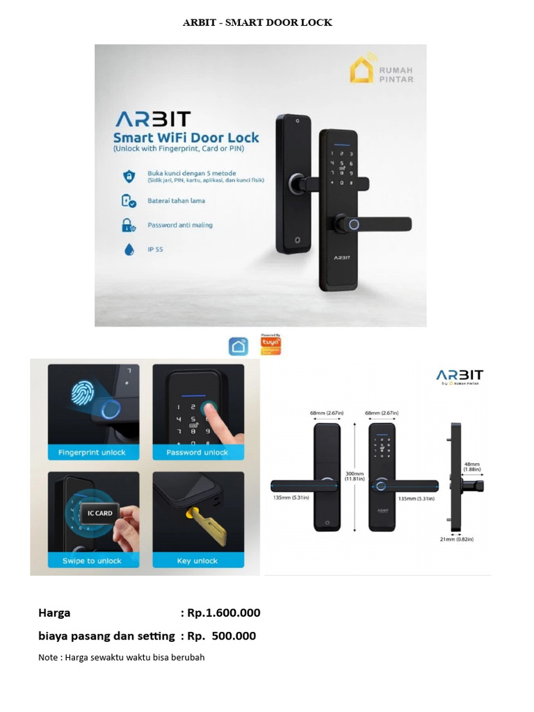 Brosur Smart Door Lock Arbit | PDF