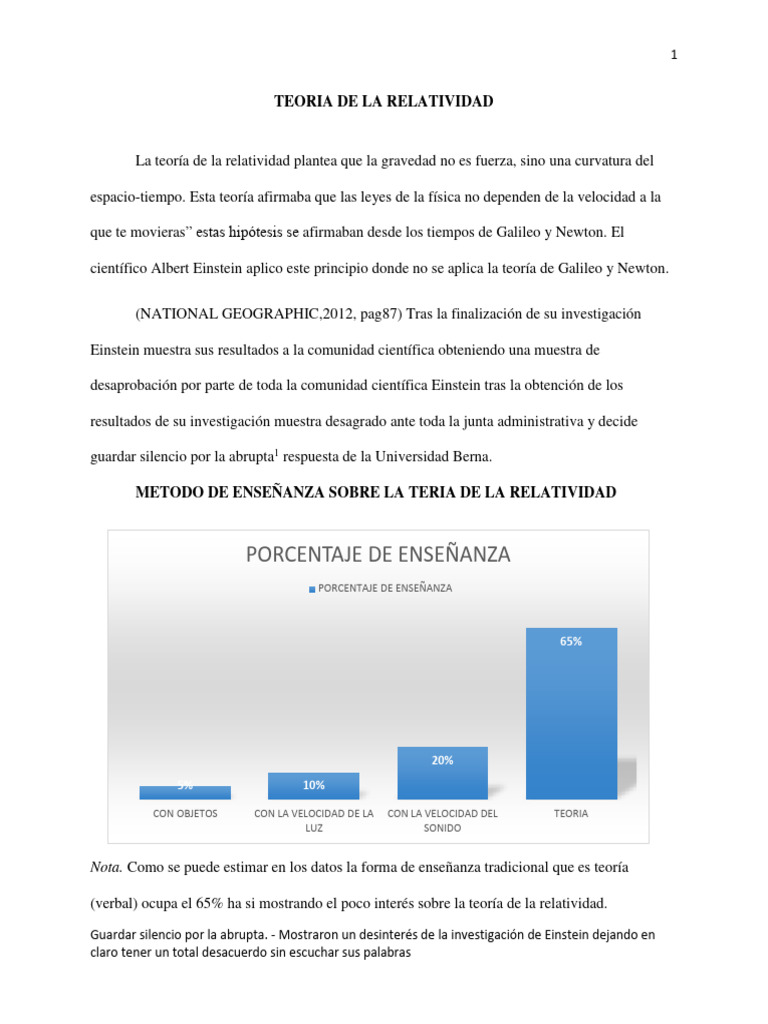 TEORIA DE LA RELATIVIDAD | PDF | Albert Einstein | Teoría de la relatividad