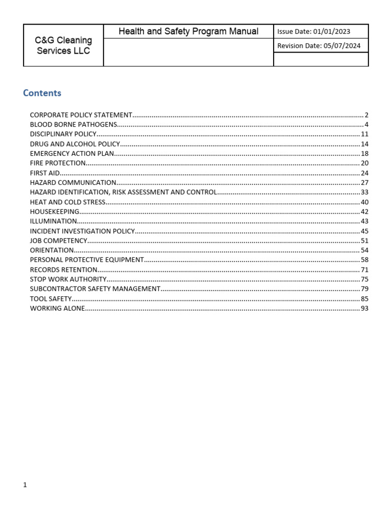 Basic Sample Safety and Health Program V8 | PDF | Personal Protective ...