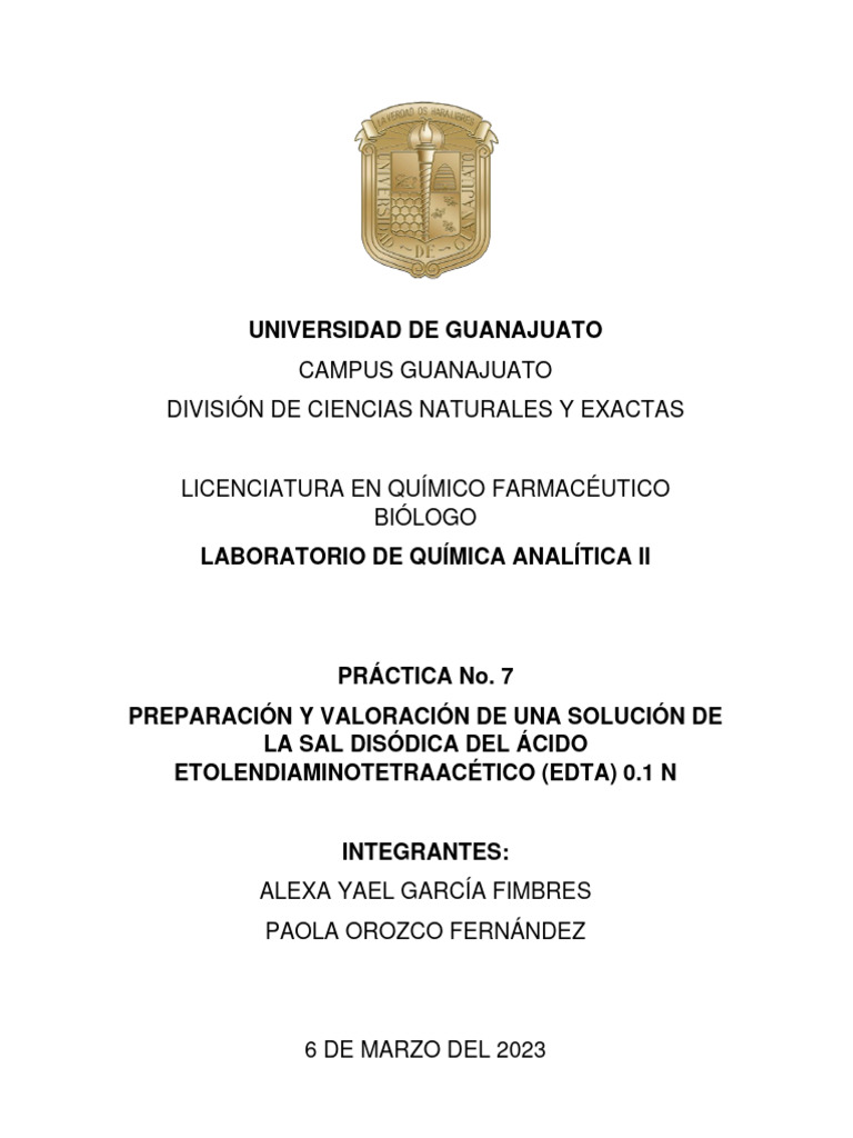 Práctica 7. Preparación y valoración de una solución de la sal disódica ...