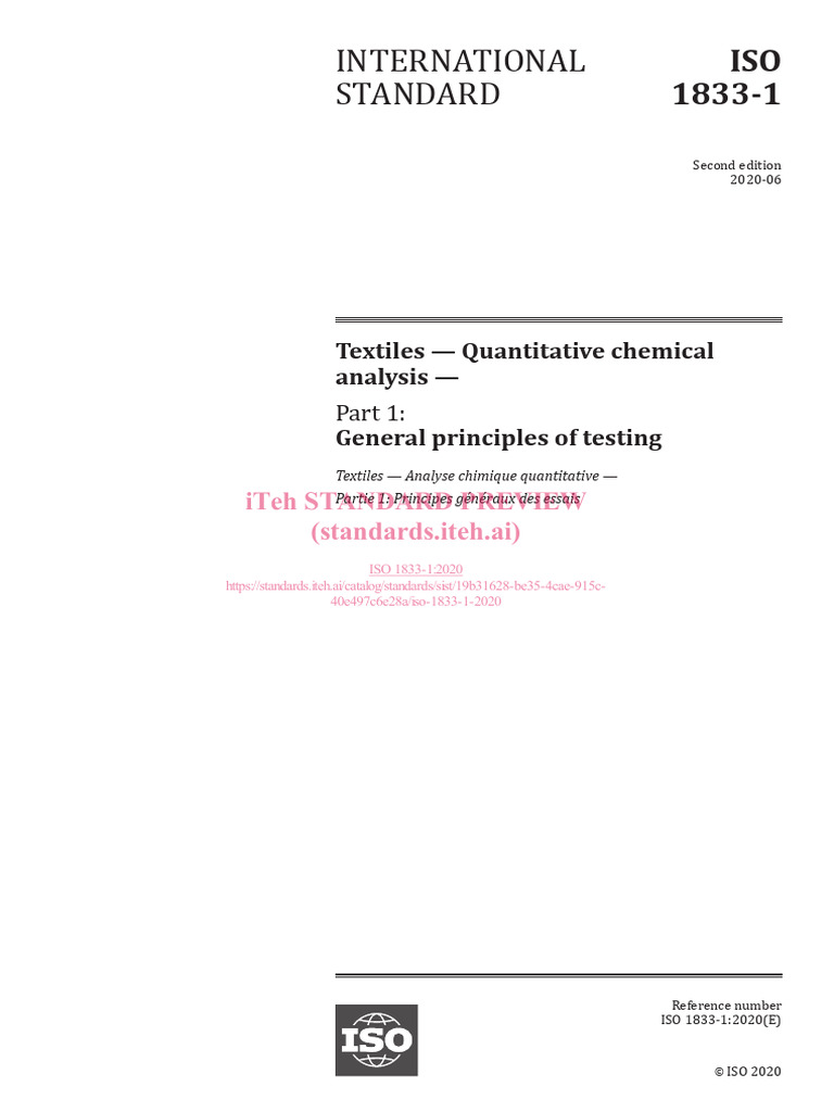 Iso 1833 1 2020 | Download Free PDF | International Organization For Standardization | Solubility