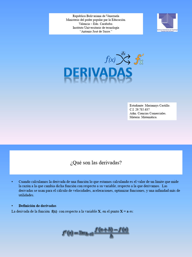 DERIVADAS | PDF | Derivado | Integral