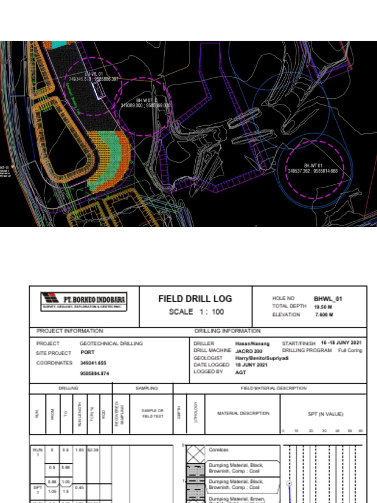 Geotechnical Drilling Report Summary | PDF | Silt | Geology