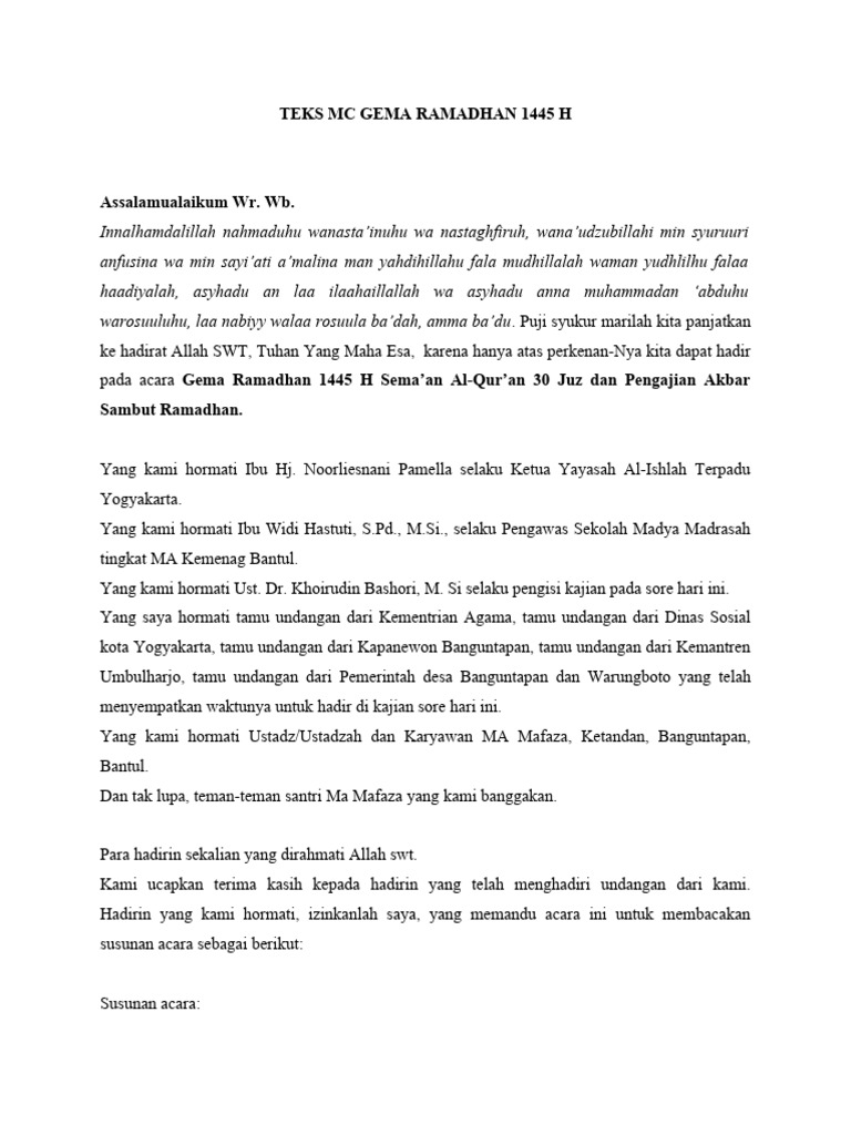 TEKS MC Pengajian MAFAZA Part | PDF