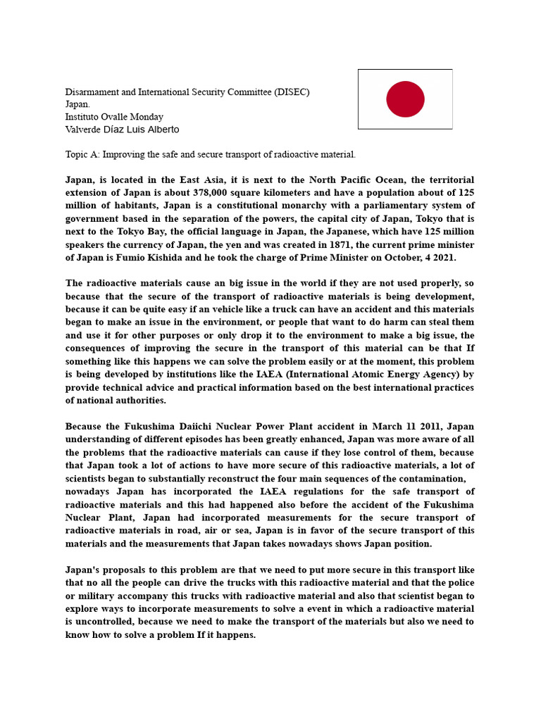 Position Paper Topic A - Improving The Safe and Secure Transport of ...