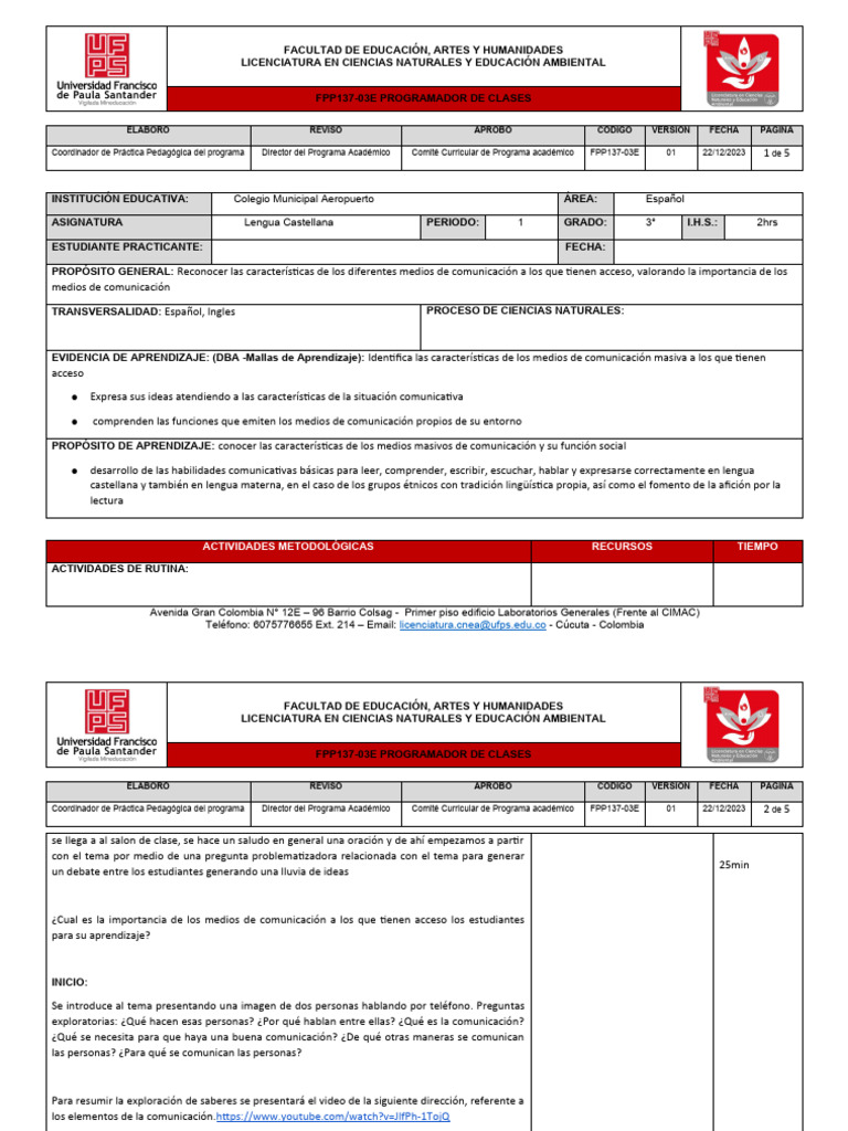 Fpp137-03e Programador de Clases | PDF | Aprendizaje | Comunicación