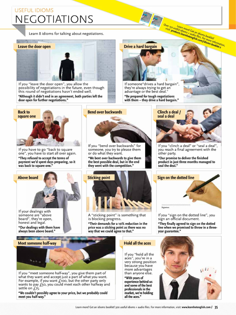 LR IDIOMS B1 HEM152 Negotiation | PDF