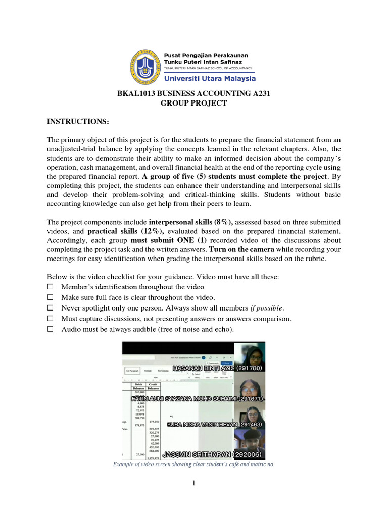 A231 Project Instructions | PDF | Expense | Inventory