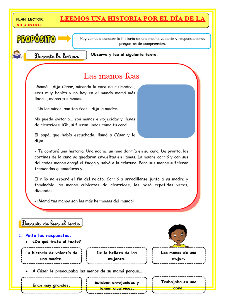 u2 s5 Ficha d4 Plan Lector Leemos Una Historia Por El Dia de La Madre | PDF