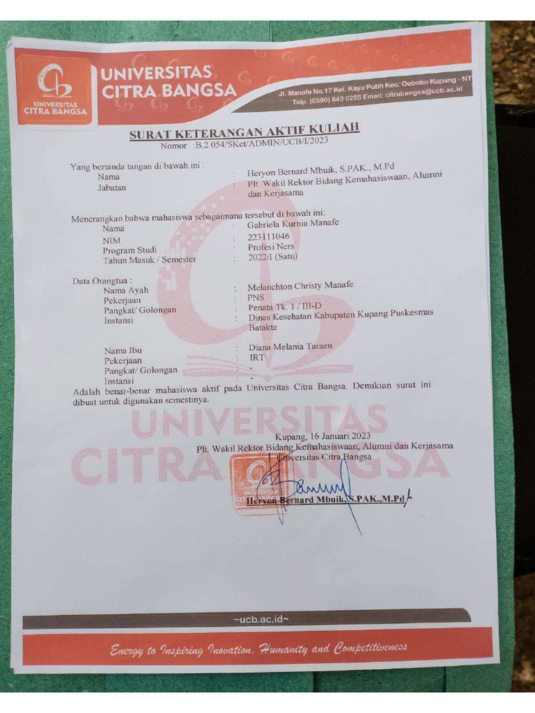 Surat Ket Aktif Kuliah | PDF