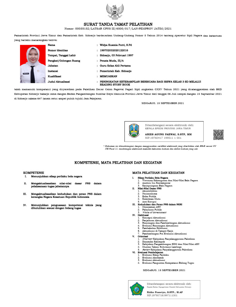 Sertifikast Latsar Widya | PDF