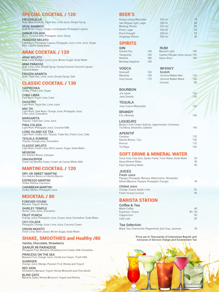 Bamboo Beach Bar Menu | PDF | Indonesian Cuisine | Foods