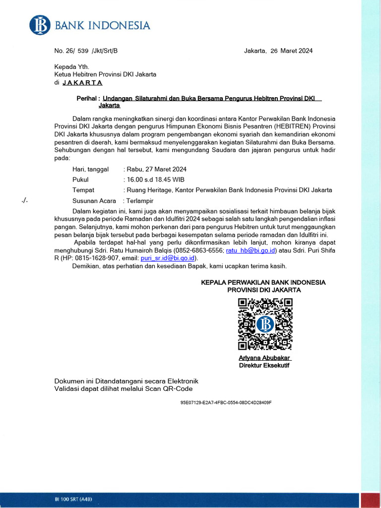 Surat Undangan Silaturahmi Dan Buka Bersama Hebitren Prov. DKI Jakarta ...