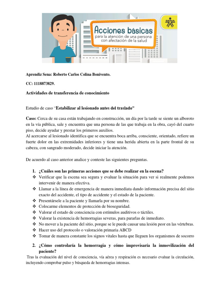 Estudio de Caso AA4 ROBERTO COLINA | PDF | Herida | Medicina CLINICA