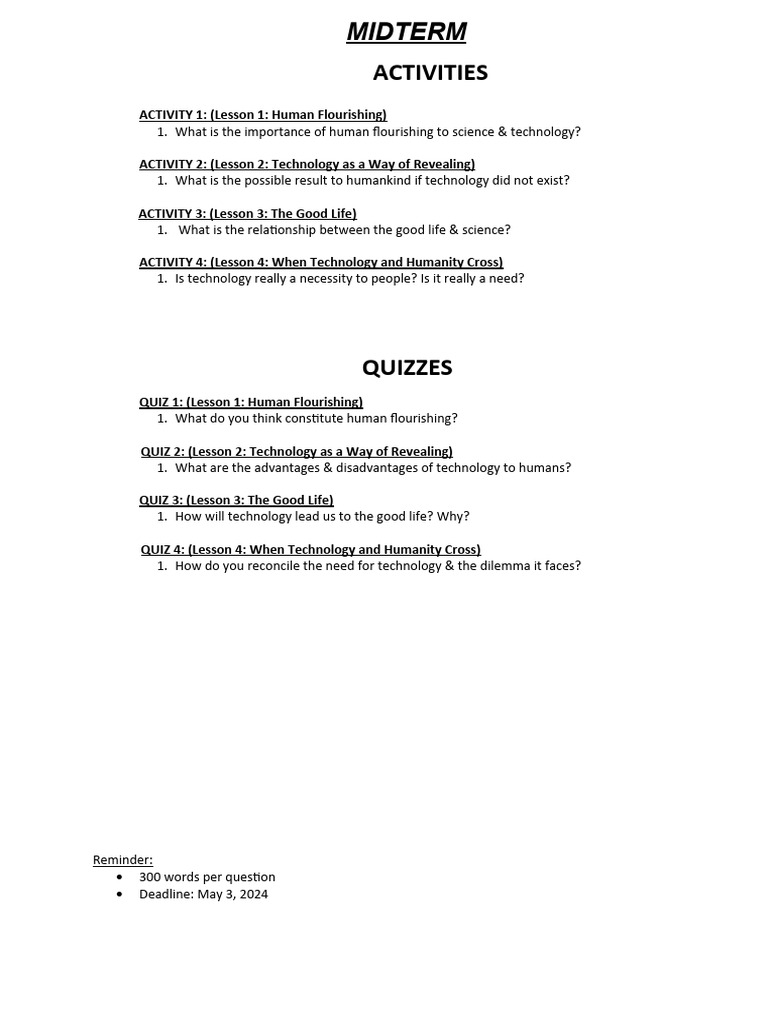 MIDTERM and FINAL Activities and Quizzes | PDF | Nanotechnology | Biology