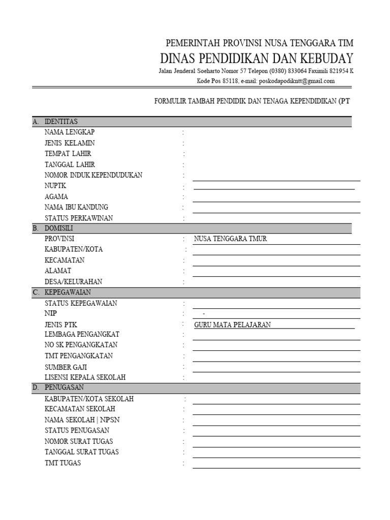 Form Penambahan PTK | PDF