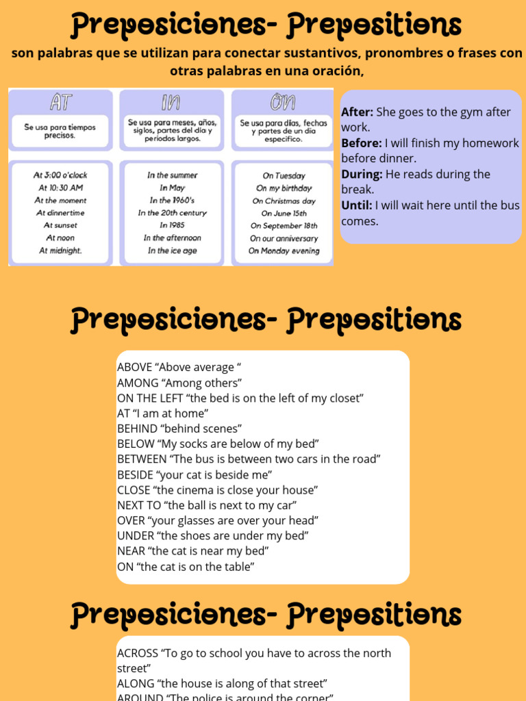 Ejemplos de Preposiciones en Inglés | PDF