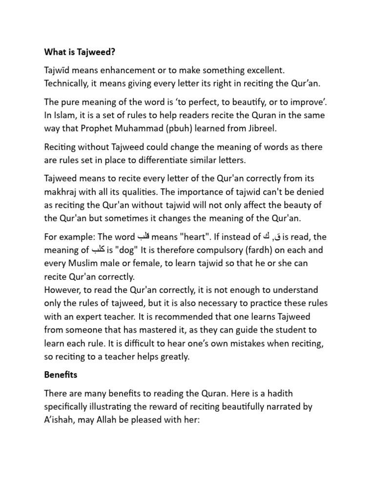 What Is Tajweed | PDF | Quran | Islam
