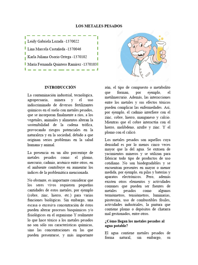 Los Metales Pesados | PDF | Cadmio | Cobre
