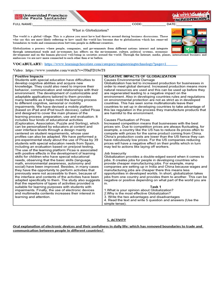 Impacts of Globalization Explained | PDF | Globalization | Communication