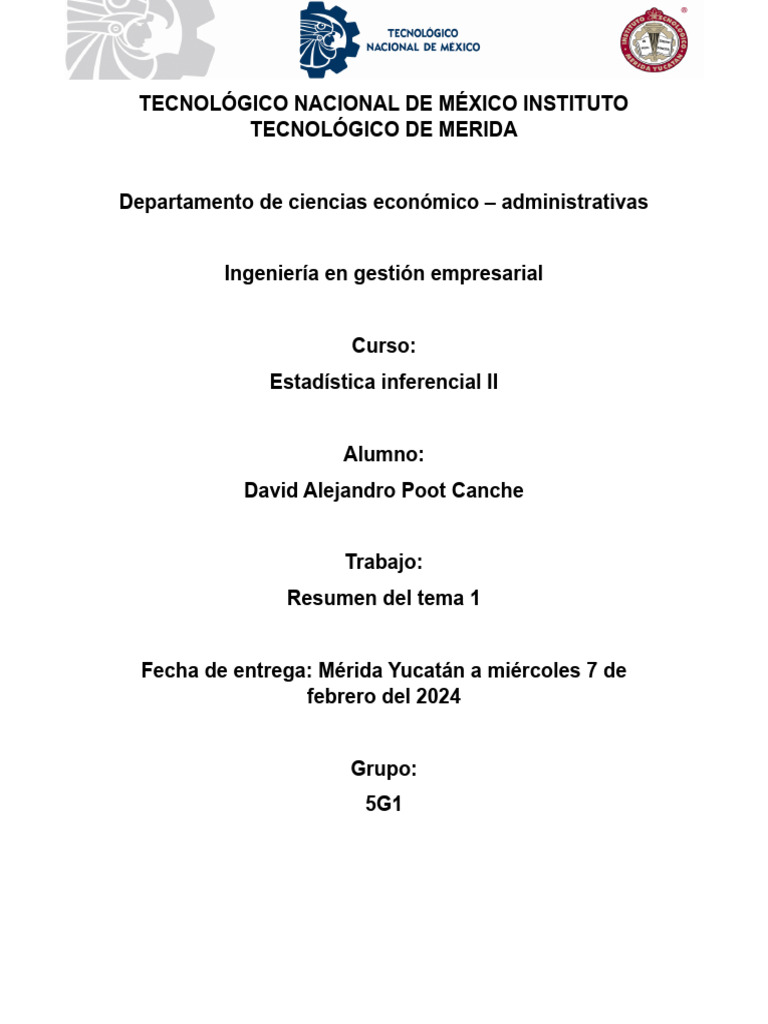 T1.1 Resumen - David Poot | PDF | Análisis de regresión | Diferencia