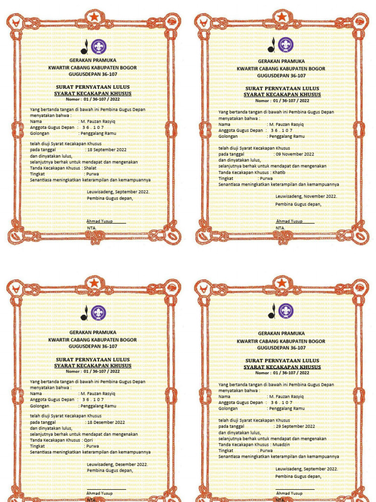 Piagam TKK Fauzan | PDF