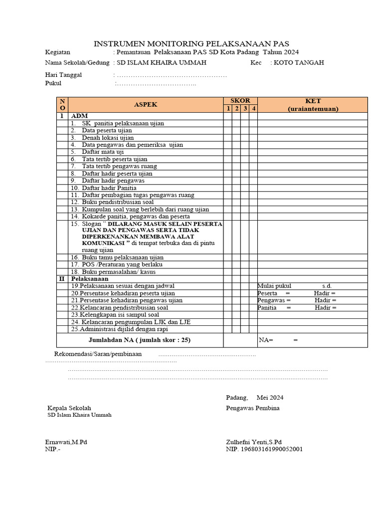 Instrumen Pas KLS Vi 2024 | PDF