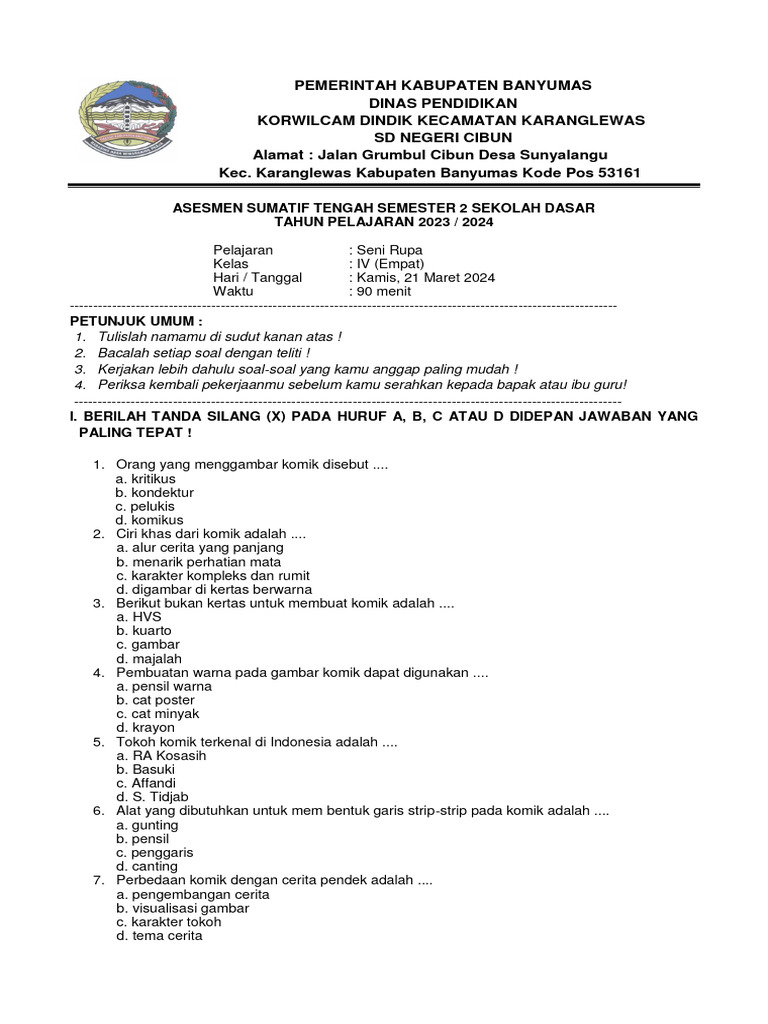 STS 2 Seni Rupa Kelas 4 2024 | PDF