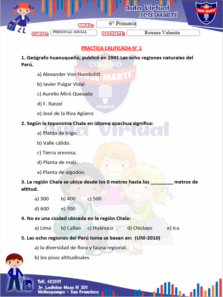 Practica Calificada de Ps. 6° | PDF